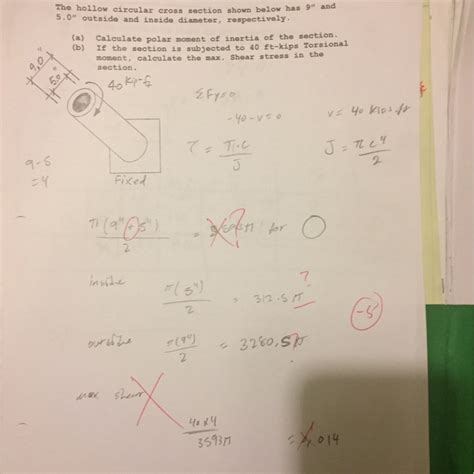 Solved The Hollow Circular Cross Section Shown Below Has 9