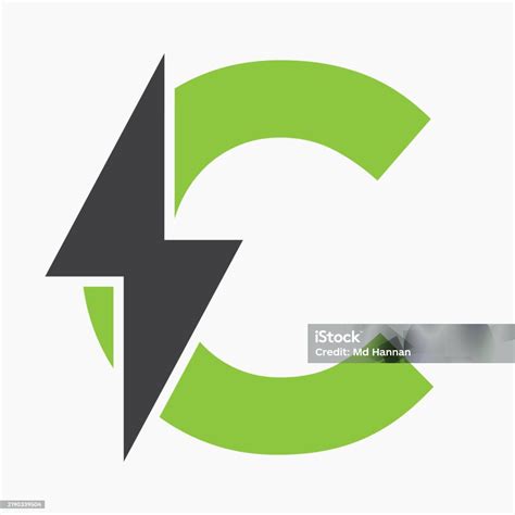 Thunder Bolt 기호가 있는 이니셜 C 전원 아이콘 전기 기호 벡터 템플릿 0명에 대한 스톡 벡터 아트 및 기타 이미지 0명 기업 비즈니스 뇌우 Istock