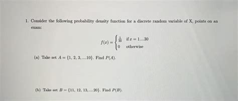 Solved Consider The Following Probability Density Chegg