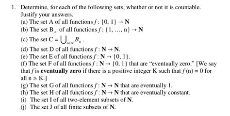 Solved Determine For Each Of The Following Sets Whether Chegg Com