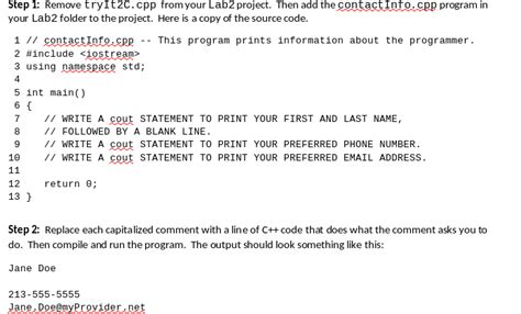Solved Step 1 Remove Tryit2ccpp From Your Lab2 Project