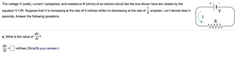 Solved The Voltage V Volts Current I Amperes And Chegg Com