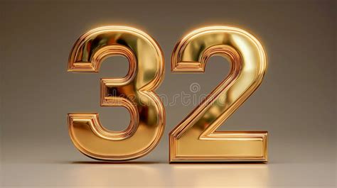 Elegant Golden Number 32 With A Polished Finish Stock Image Image Of