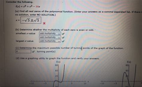 Solved Consider The Following F X X5 X3 30x A Find