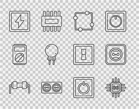 Set Line Resistor Electricity Processor With Microcircuits Cpu