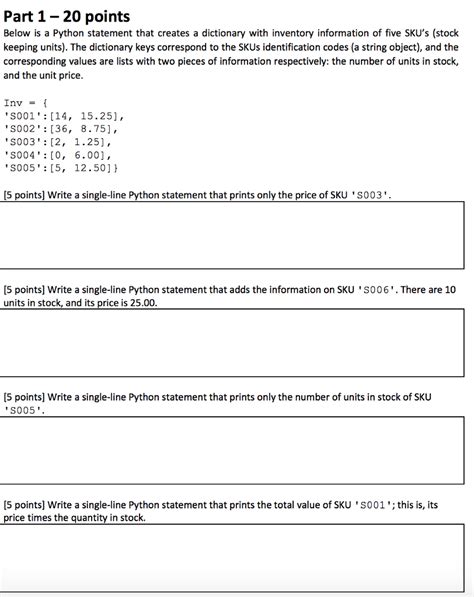 Solved Part 1 20 Points Below Is A Python Statement That