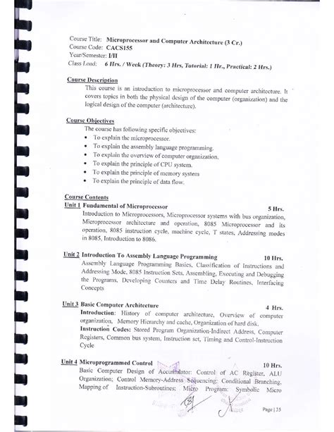 Microprocessor And Computer Architecture BCA Syllabus IT College Nepal Society And Technology