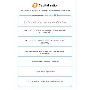 Worksheet Capitalization Find Capitalization Errors In Sentences