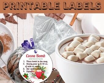 Printable Hot Cocoa Instructions Label Etsy
