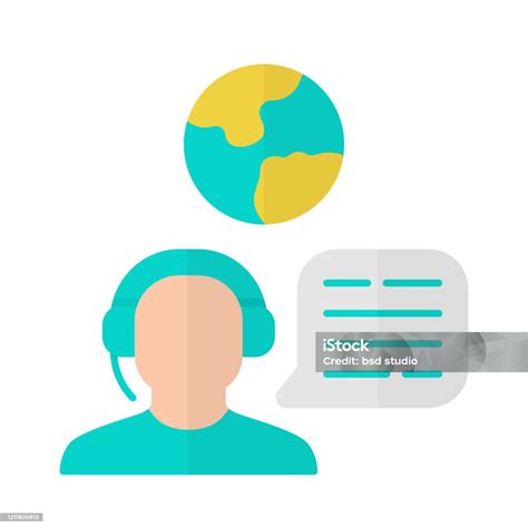 이민 컨설턴트 플랫 디자인 긴 그림자 블루 색상 아이콘입니다 온라인 지원 핫라인 운영자 사무실 헬프 데스크 직원 디스패처 여행사