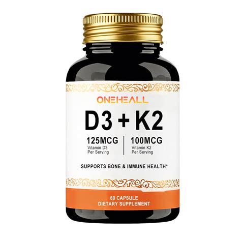 Oneheall Gmo Free Vitamin D3 K2 Capsules Adult Supplement For Improved