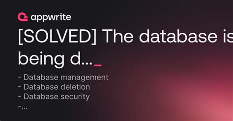 Solved The Database Is Being Deleted Without My Knowledge Threads