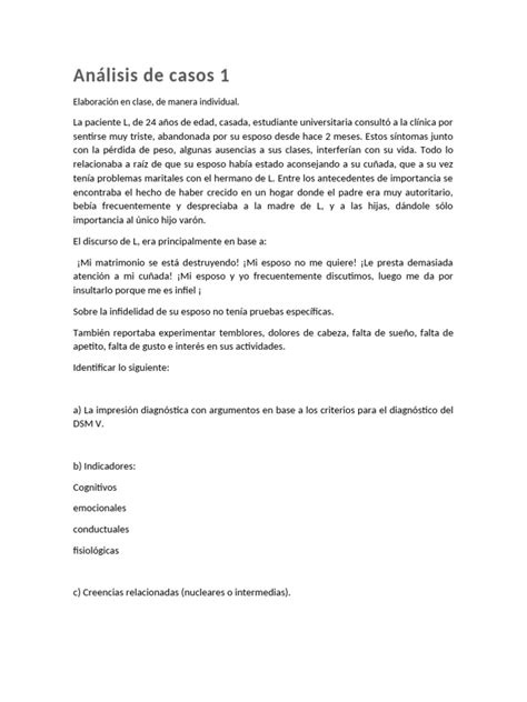 AnÁlisis De Caso 1 En Clase Pdf