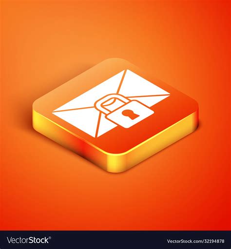 Isometric Mail Message Lock Password Icon Isolated