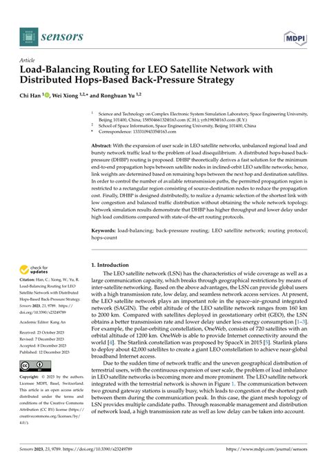 Pdf Load Balancing Routing For Leo Satellite Network With Distributed