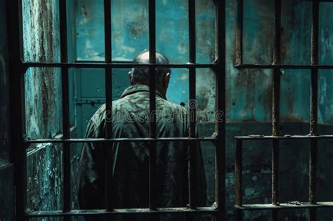 A Man Serving His Time In Prison Behind Bars Stock Illustration Illustration Of Generated