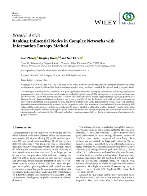 Pdf Ranking Influential Nodes In Complex Networks With Information