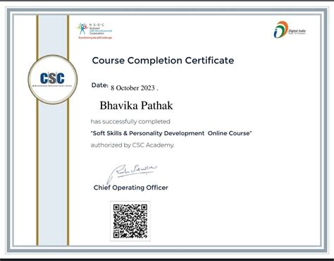 Bhavika Pathak On Linkedin Completed Soft Skills And Personality Development Course By Csc
