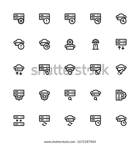Set Server Maintenance Setting Problem Outline Stock Vector Royalty Free 1672187464 Shutterstock