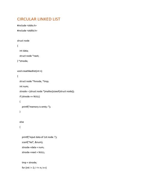 Circular Linked List Pdf Software Software Development