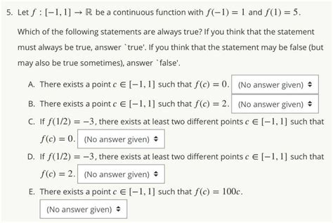 solved 5 let f [ 1 1] → r be a continuous function with