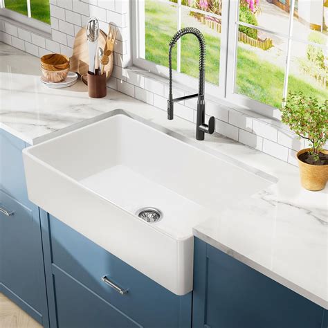Acpouw 33 Inch White Farmhouse Sink Fireclay Apron Front Farm Kitchen Sinks Farmhouse Ceramic