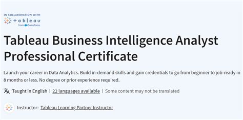 Tableau Business Intelligence Analyst Professional Certificate ~ Computer Languages (clcoding)