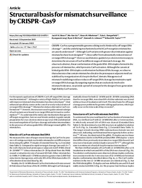 Pdf Structural Basis For Mismatch Surveillance By Crispr Cas9