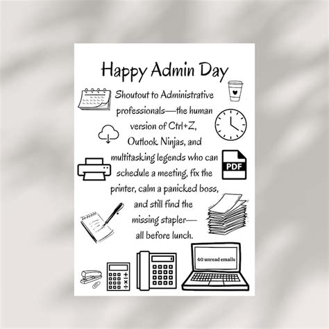 Funny Admin Professionals Day Card Printable Appreciation Card For