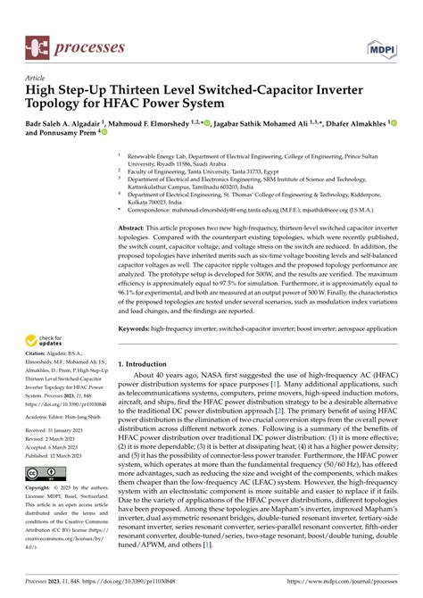 Pdf High Step Up Thirteen Level Switched Capacitor Inverter Topology For Hfac Power System