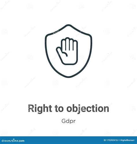 Right To Objection Outline Vector Icon Thin Line Black Right To