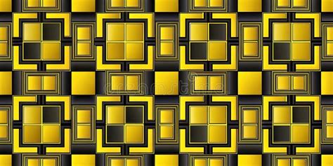 Abstract Gold And Black Geometric Pattern Design With Interlocking Squares And Rectangles