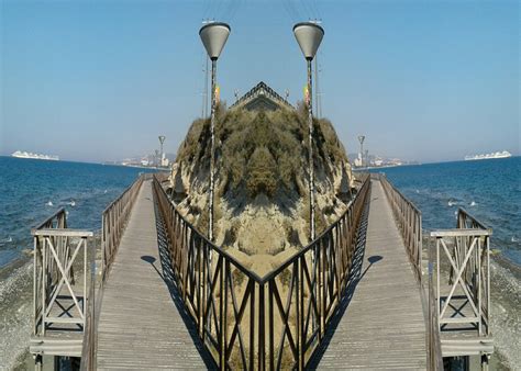 무료 이미지 거울 반사 바다 바위 식물 통로 Within Walking 녹색 나무 포장 구성 도크 보트 활기 없는 용기 선박 하늘빛 목재