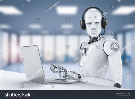 D Rendering Humanoid Robot Working Headset Stock Illustration Shutterstock