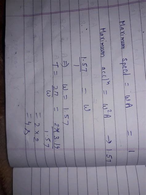 Vb VO The Maximum Speed Of A Particle Executing SHM Is M S And