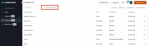 Hyperexecute Projects Lambdatest