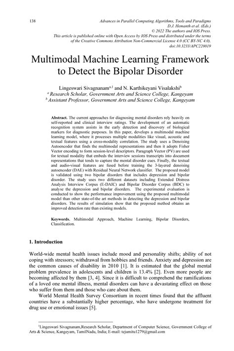 Pdf Multimodal Machine Learning Framework To Detect The Bipolar Disorder