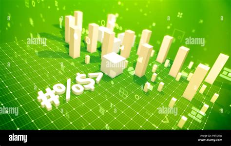 A Holographic 3d Illustration Of A Bar Chart And An Arrow Placed On A White Grid The White