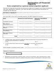 TAS Financial Capacity Declaration Form Docx Declaration Of Financial Capacity To Be