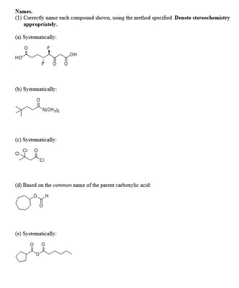 solved names 1 correctly name each compound shown using