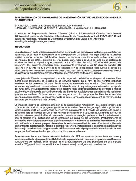 Bo 2012 Implementacion De Programas De InseminaciÓn Artificial Pdf
