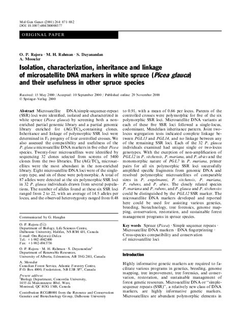 Pdf Isolation Characterization Inheritance And Linkage Of Microsatellite Dna Markers In