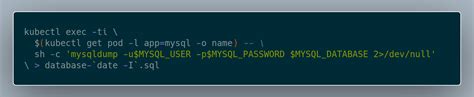 create a db backup from a pod running mysql on kubernetes tim de