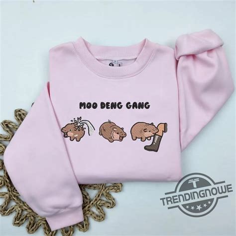 Moo Deng Fan Club Embroidered Sweatshirt Moo Deng T Shirt Hippo Cute Moo Deng Funny Tshirt