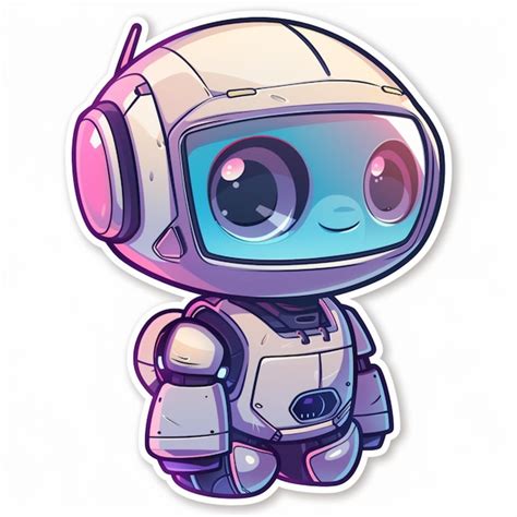Premium Photo Cute Sticker Of A Tiny Ai Robot