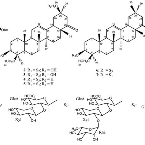 Structures Of Compounds 1 7 And Glycyrrhizin Download Scientific Diagram