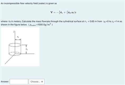 Solved An Incompressible Flow Velocity Field Water ﻿is