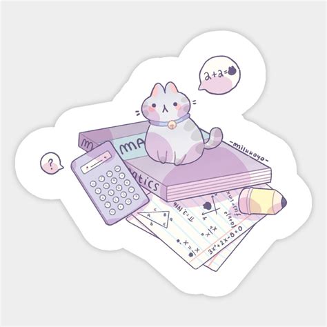 Mathematician Cat Sticker Math Cute Stickers Math Kawaii Pastel