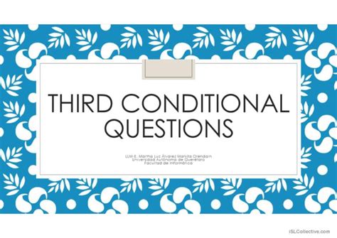 3rd Conditional Questions Guided Gra English Esl Powerpoints