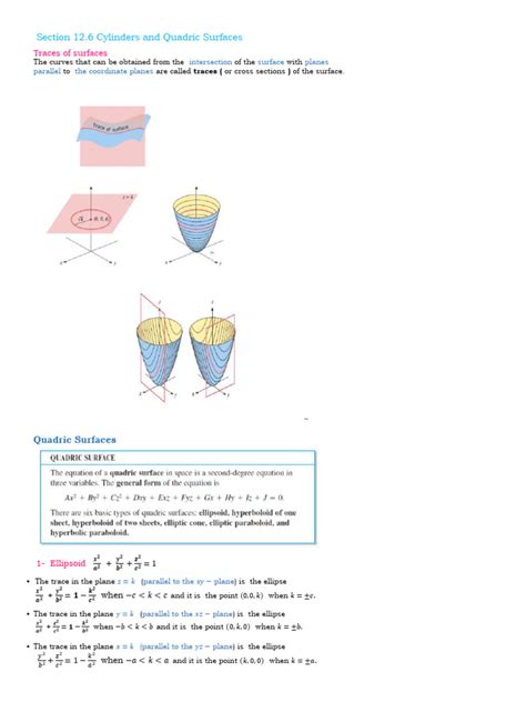 Section 12 6 Cylinders And Quadric Surfaces Pdf